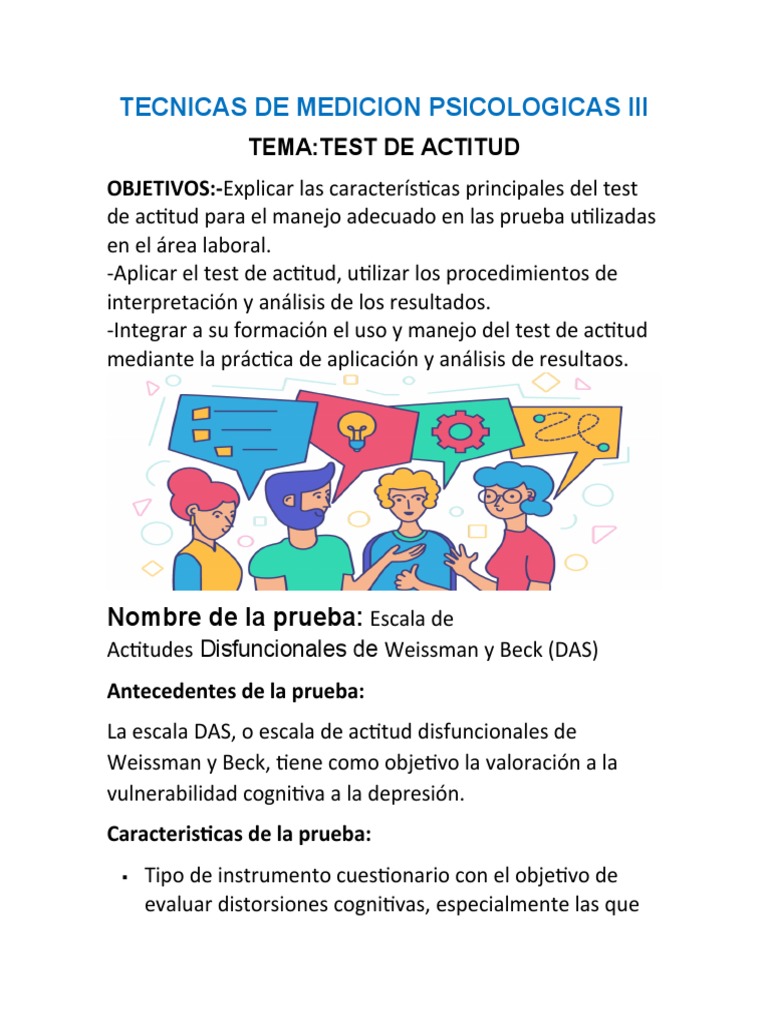 Presentacion Test de Actitud Psicologica | PDF | Depresión (estado de ...