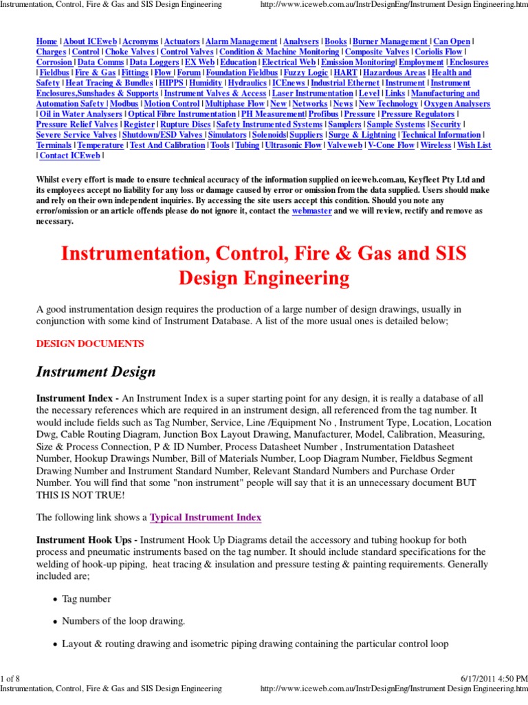 Instrumentation, Control, Fire & Gas and SIS Design Engineering | PDF ...