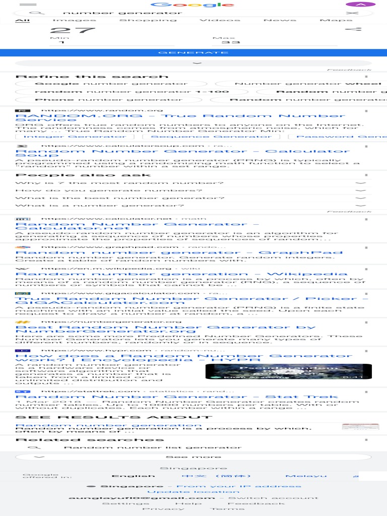 Google Random Number Generator 1-33 | PDF | Randomness | Numbers