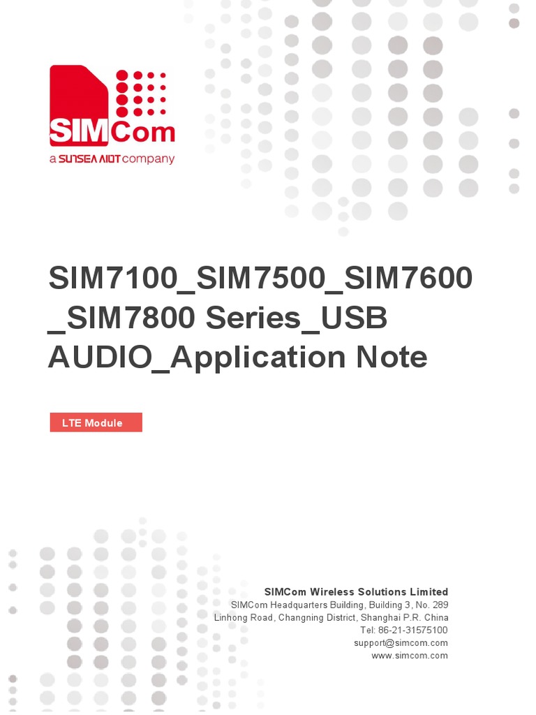 SIM7100 - SIM7500 - SIM7600 - SIM7800 Series - USB AUDIO - Application ...
