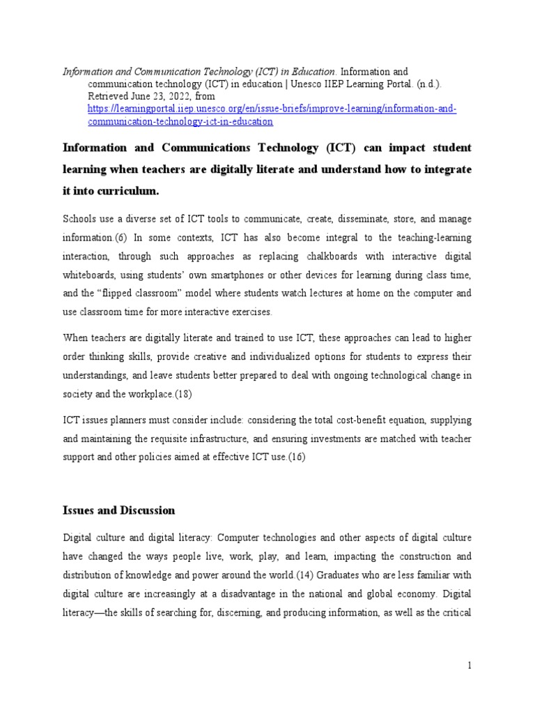 Information and Communication Technology | PDF | Information And ...