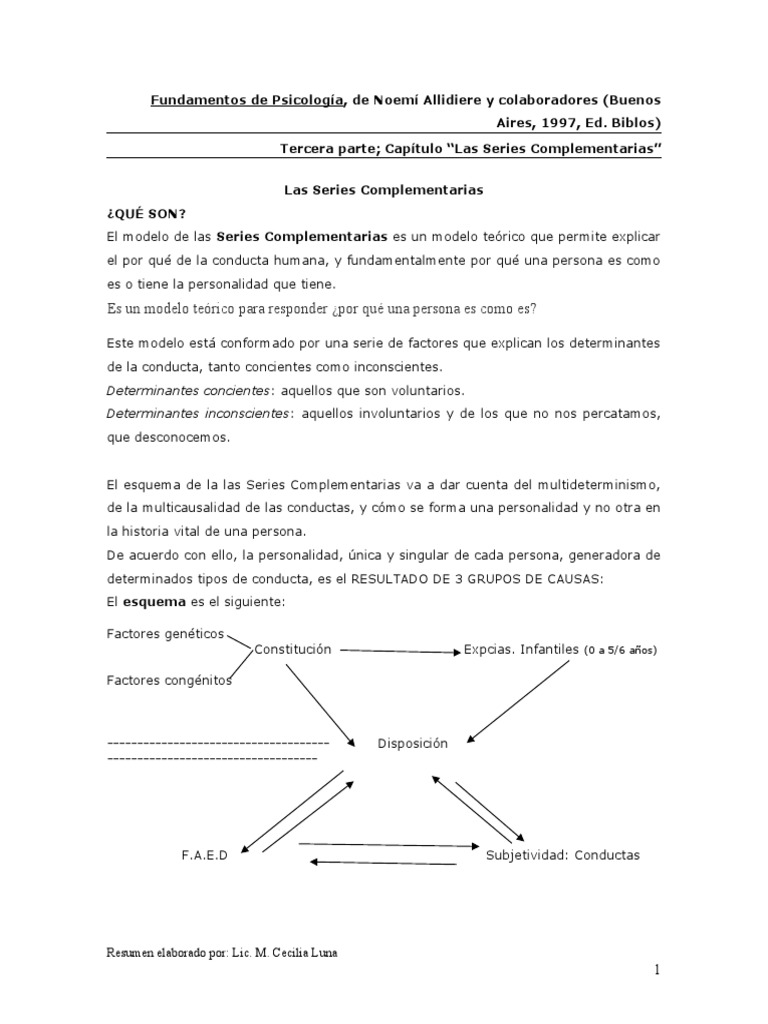 Las Series Complementarias Apunte de Cátedra | PDF | Parto | Psique (psicología)