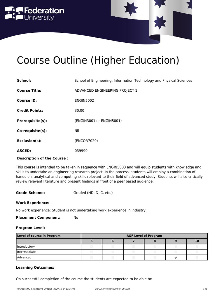 Engin5002 Advanced Engineering Project 1 Pdf Engineering Learning
