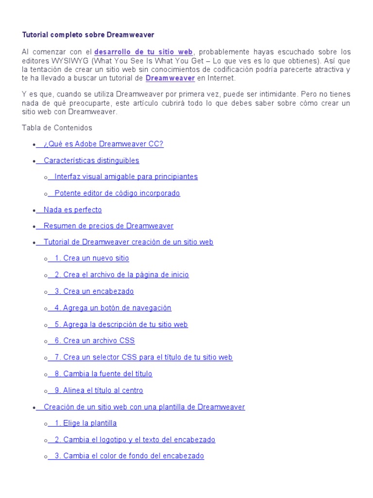 Tutorial Completo Sobre Dreamweaver | PDF | Adobe Dreamweaver | HTML
