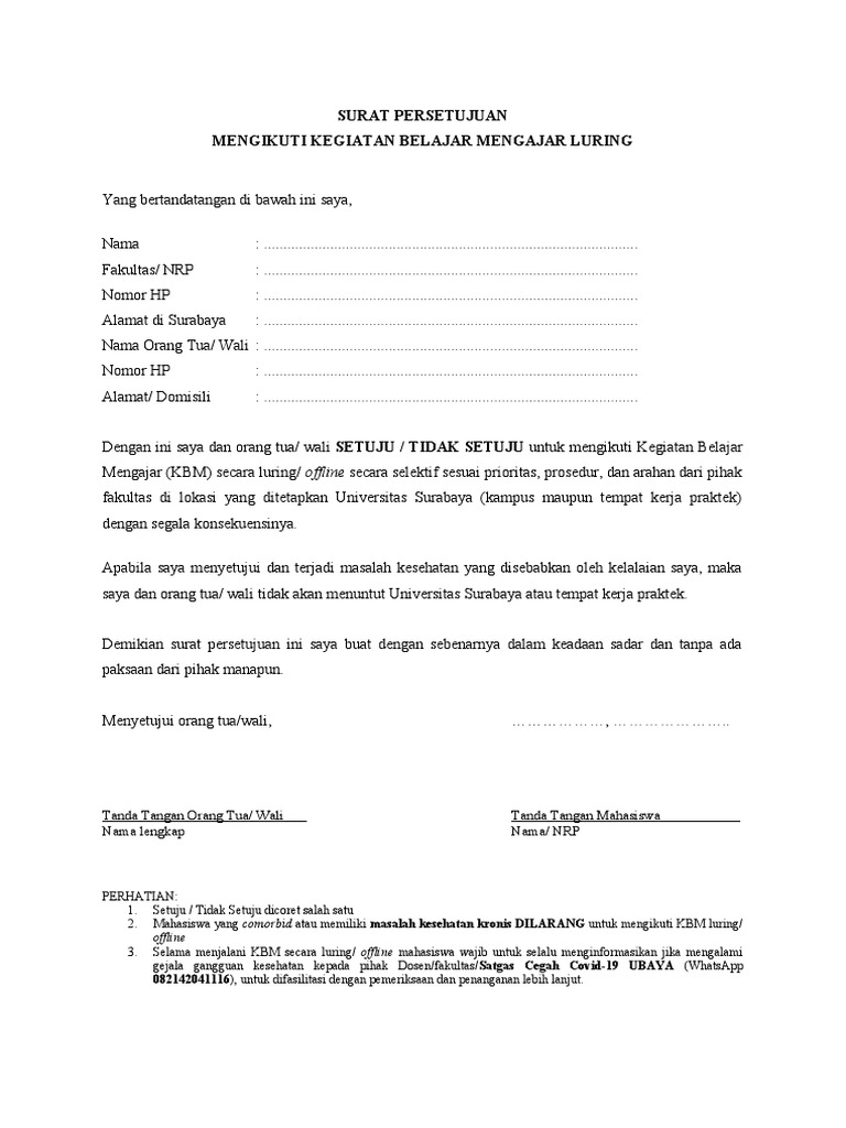 Lampiran Edaran Form Persetujuan | PDF