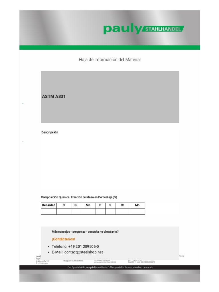 PDF - ASTM A331 - ASTM - Hoja de Material SteelShop | PDF