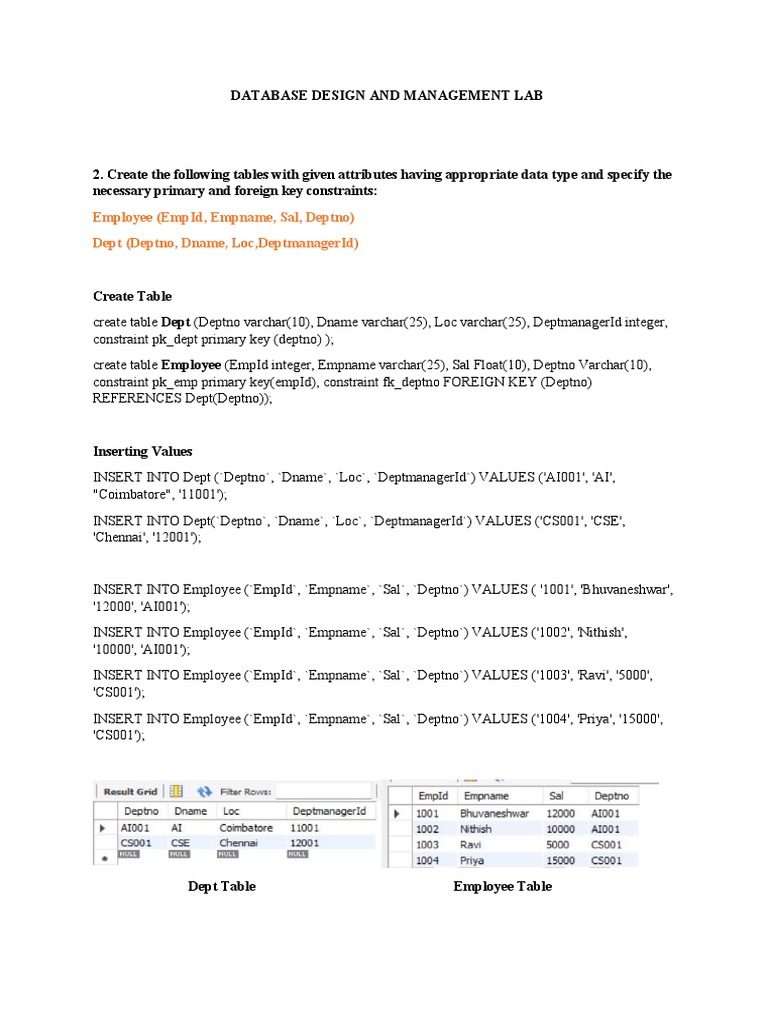 Exp Database Design and Management Lab | PDF | Relational Database | Computing