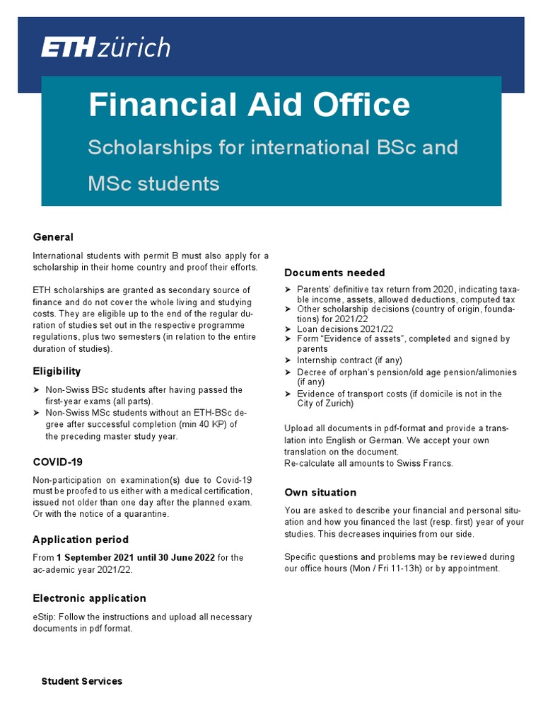 Financial Aid Office: Scholarships For International BSC and MSC ...
