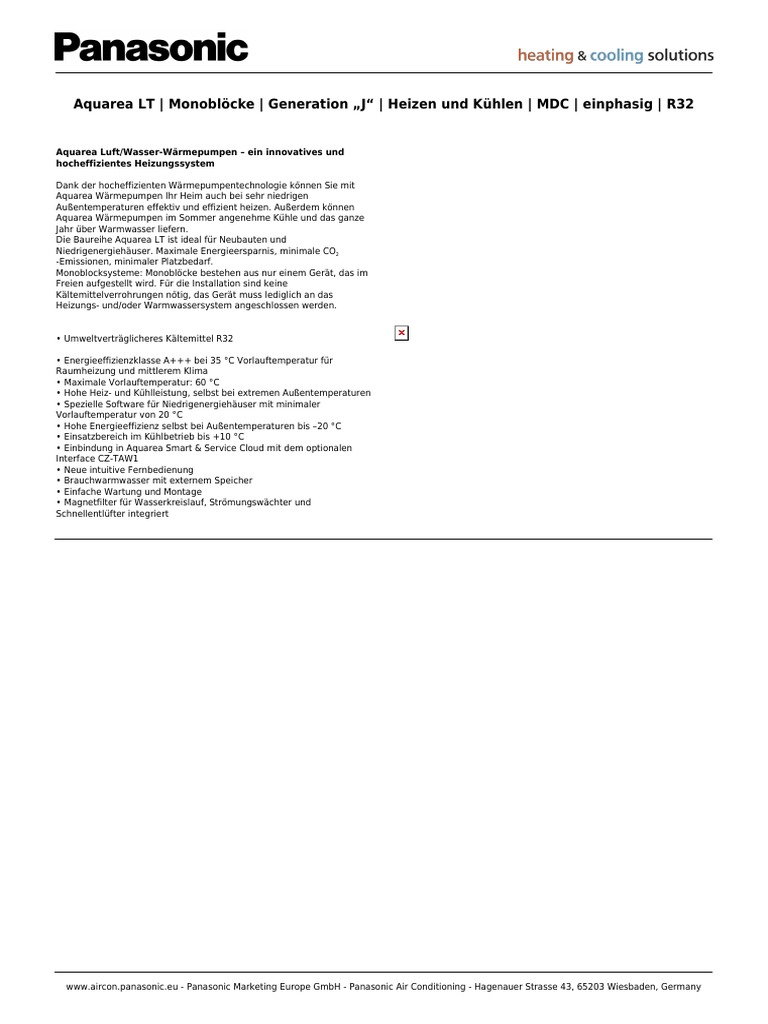 Panasonic Specification Sheet 5053 | PDF