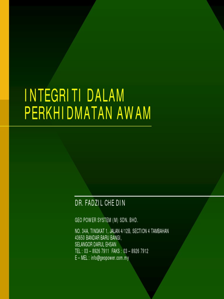 Integriti Dalam Perkhidmatan Awam | PDF