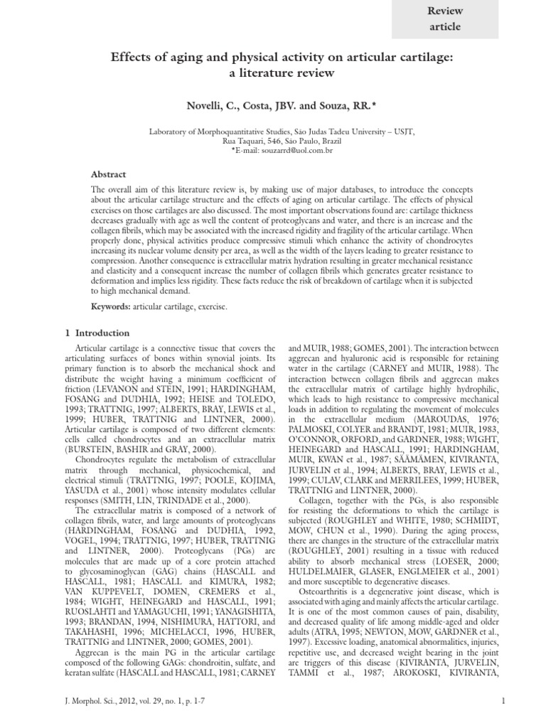 Effects of Aging and Physical Activity On Articular Cartilage-A ...
