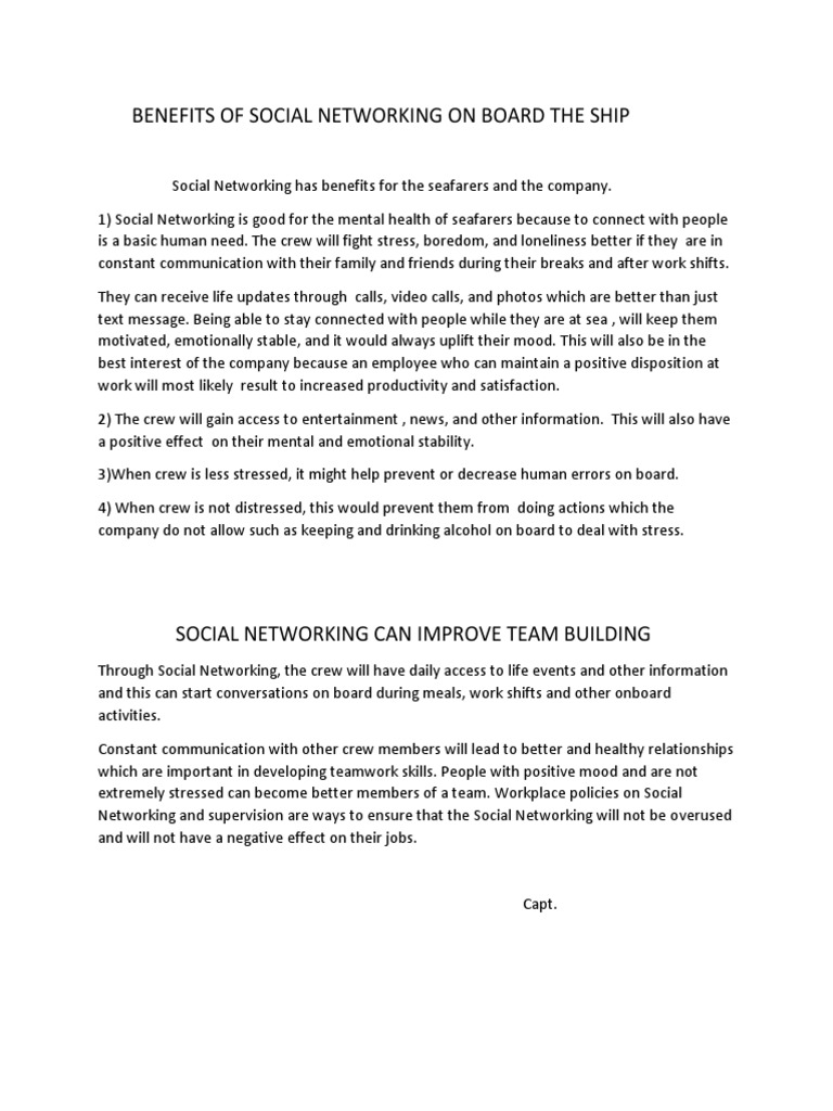 Benefits of Social Networking | PDF