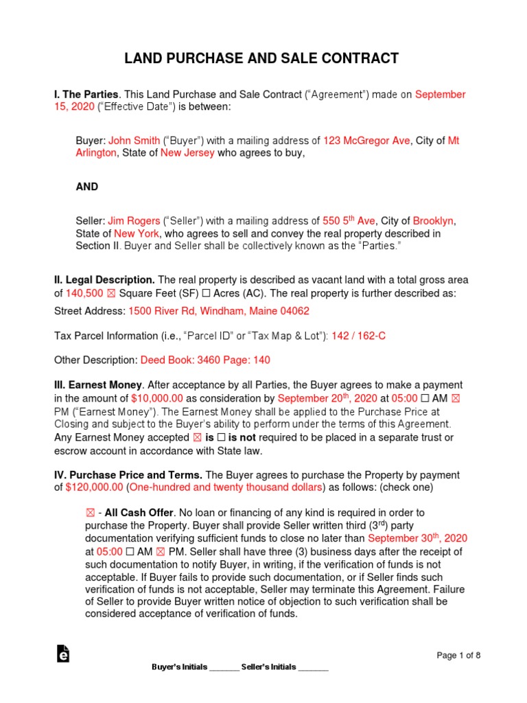 Sample Land Contract | PDF | Arbitration | Loans