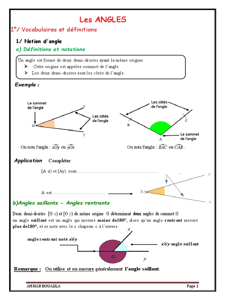 Notions et types d'angles en géométrie | PDF | Triangle | Cercle