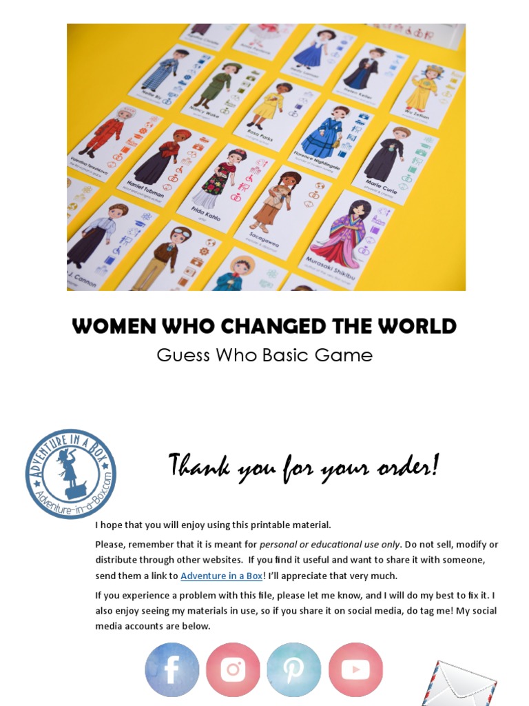 Women Who Changed The World: Guess Who Basic Game | PDF