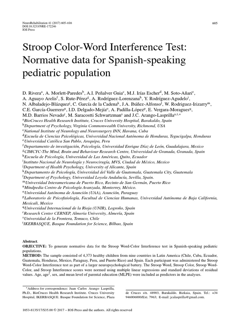 Stroop Color-Word Interference Test | PDF | Errors And Residuals ...