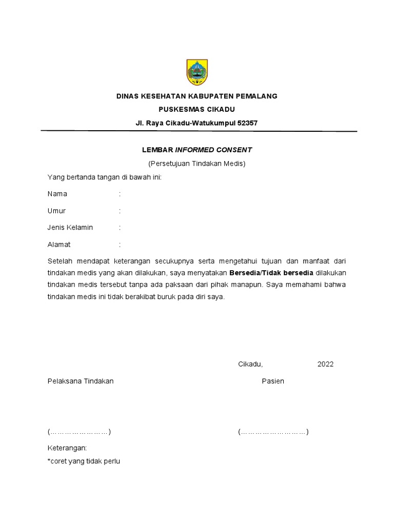 Lembar Informed Consent Pkms Pdf