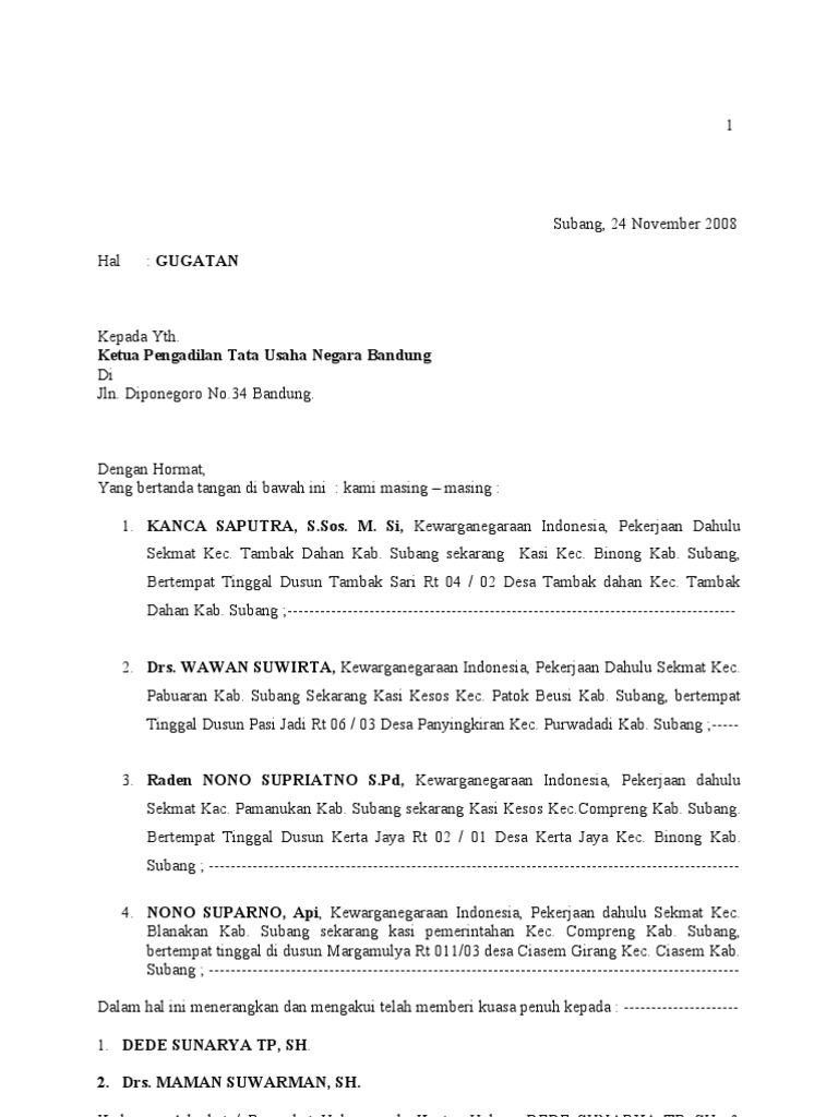 Contoh Surat Gugatan | PDF | Griya & Taman