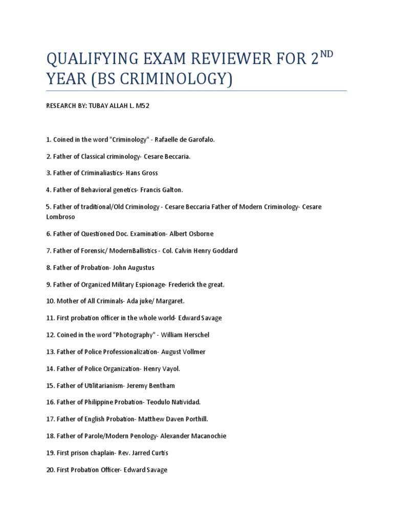 Qualifying Exam Reviewer For 2nd Year | PDF | Forensic Science ...