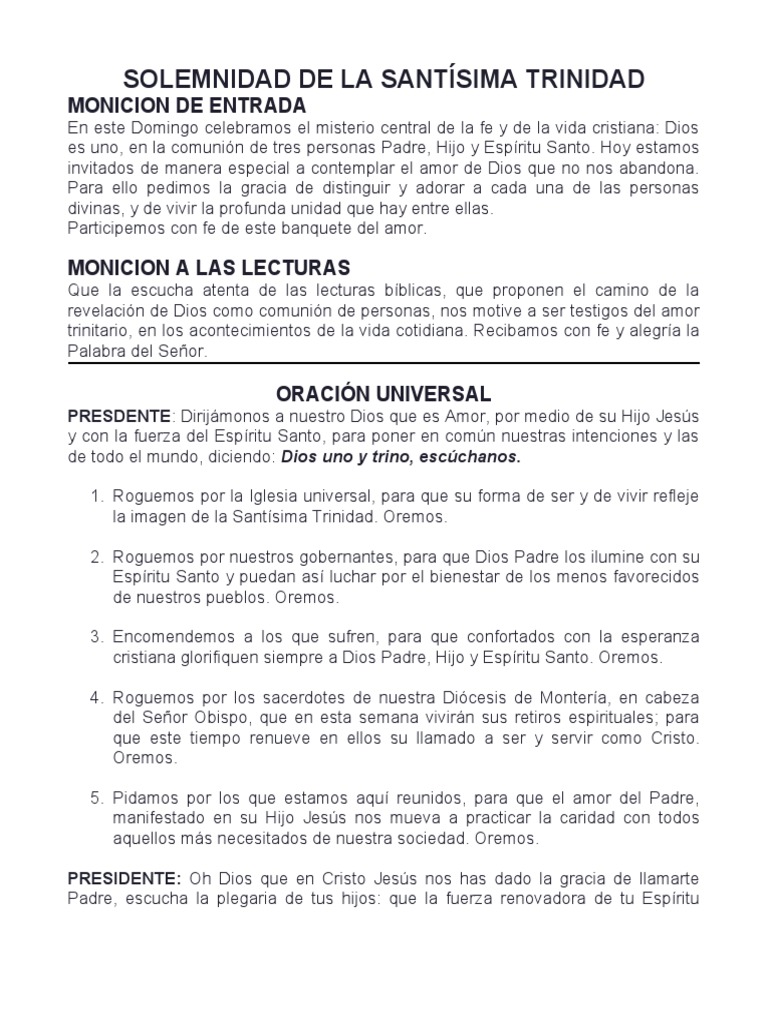 Monicion Dominical | PDF | Misa (liturgia) | eucaristía