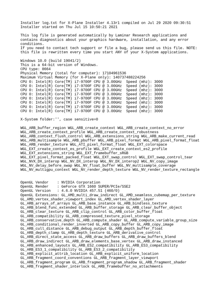 X-Plane Installer Log | Download Free PDF | Central Processing Unit ...