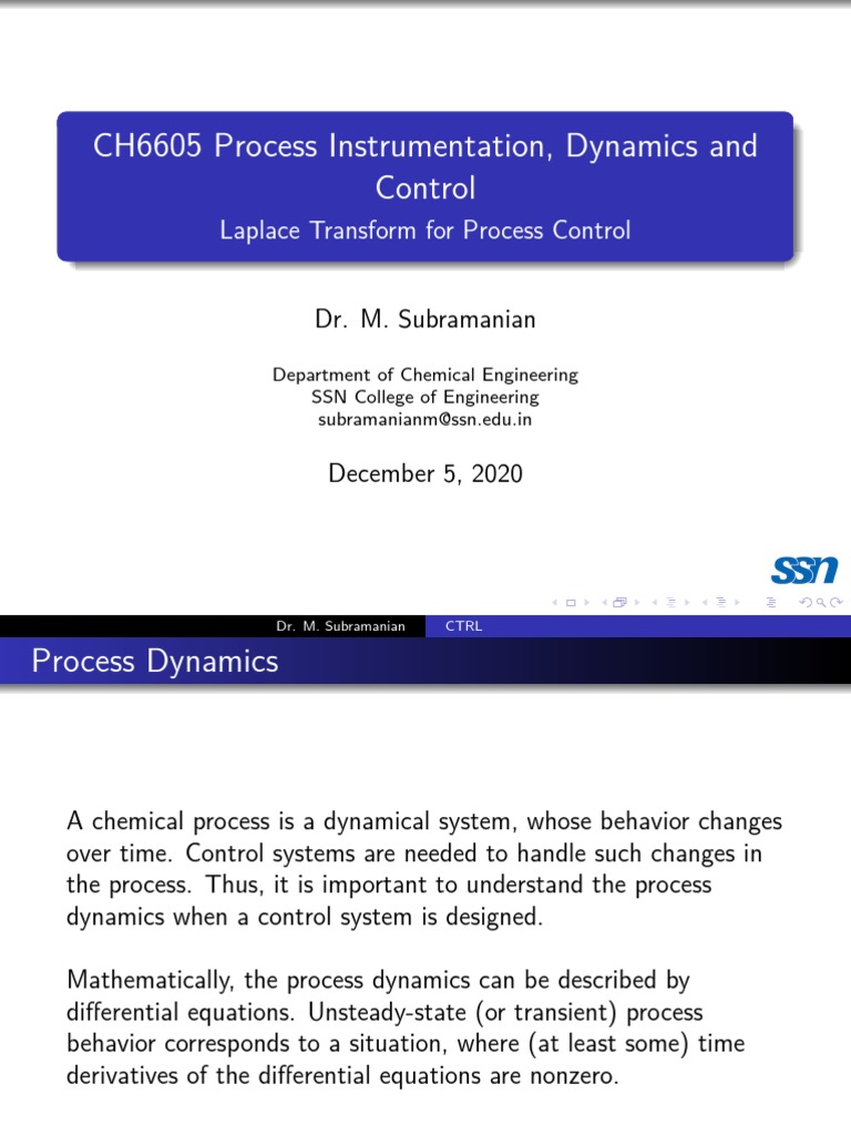 Laplace Transform for Process Control Dynamics and Control | PDF | Laplace Transform ...