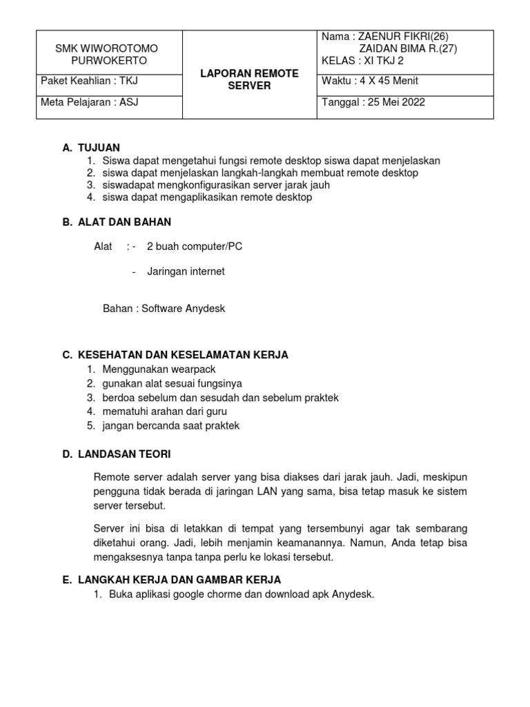 Contoh Laporan Tugas Asj | PDF