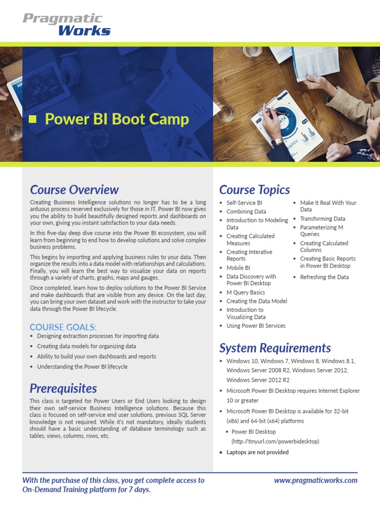 Power BI Boot Camp: Course Topics Course Overview | PDF | Microsoft Windows | Business Intelligence
