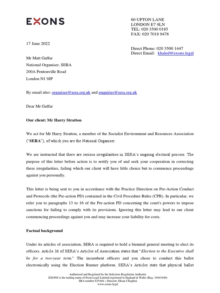 Letter Before Action - Matt Gaffar | PDF | Accountability | Elections