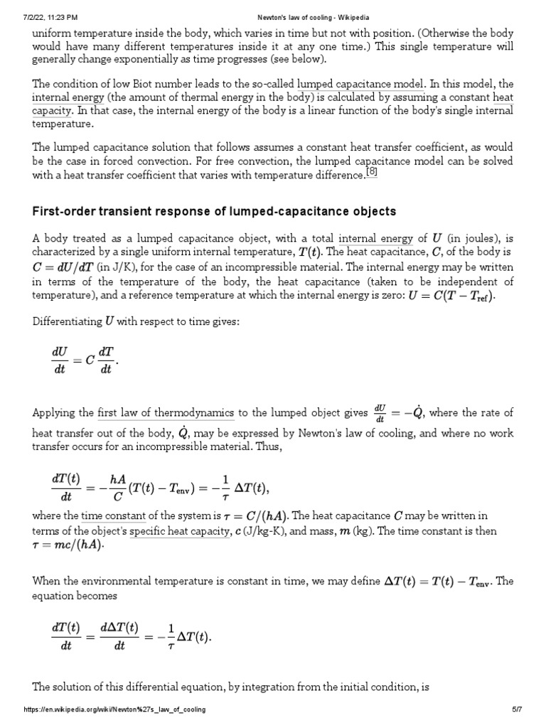 First-Order Transient Response of Lumped-Capacitance Objects | Download ...