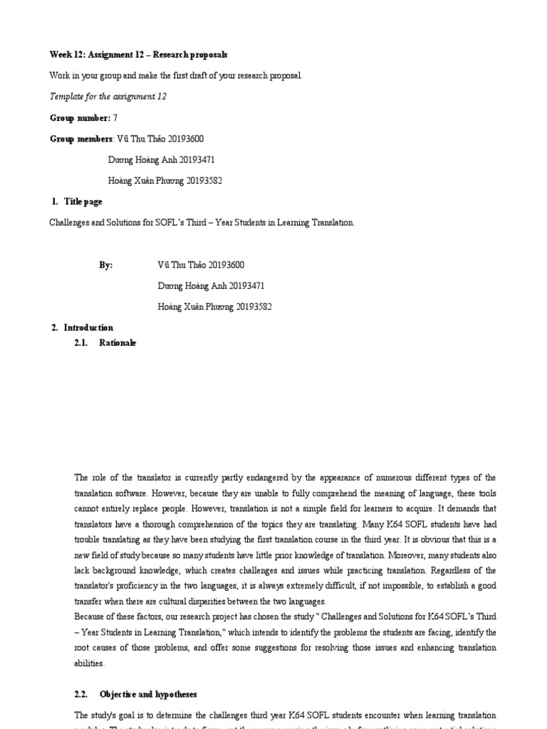 Week 12: Assignment 12 - Research Proposals: Template For The ...