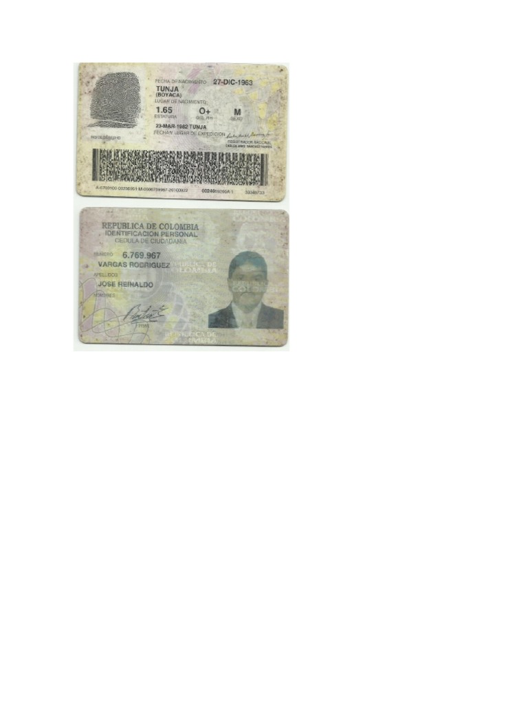 Cedula Reinaldo Vargas | PDF