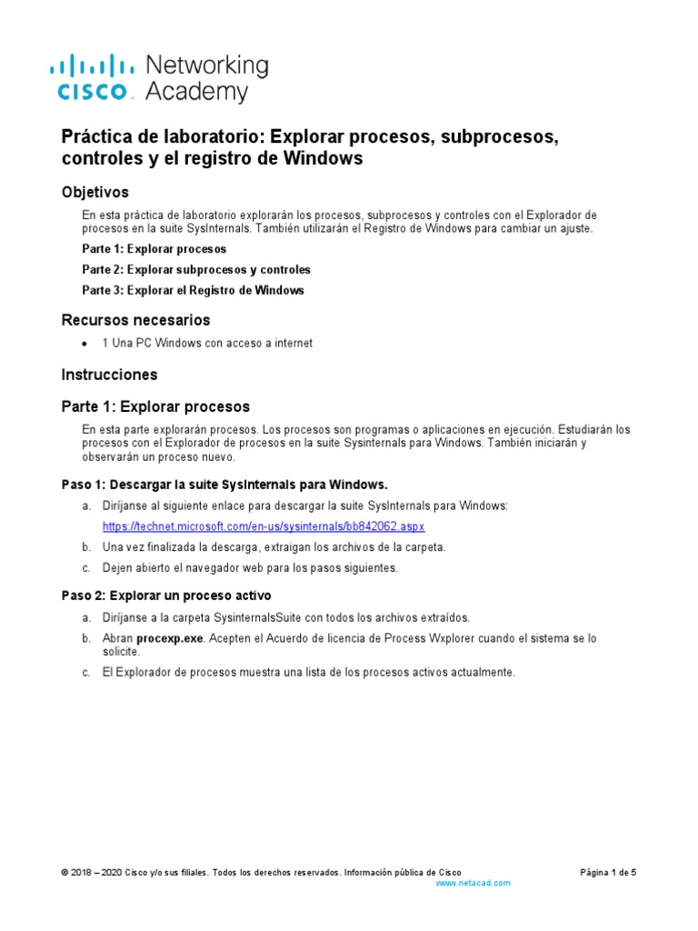 3.2.11 Lab - Exploring Processes, Threads, Handles, and Windows Registry | PDF