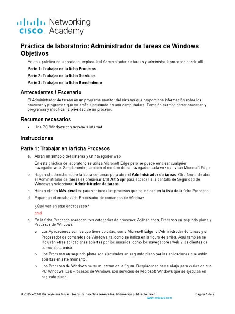 3.3.12 Lab - Windows Task Manager | PDF | Ventana (informática) | Microsoft Windows