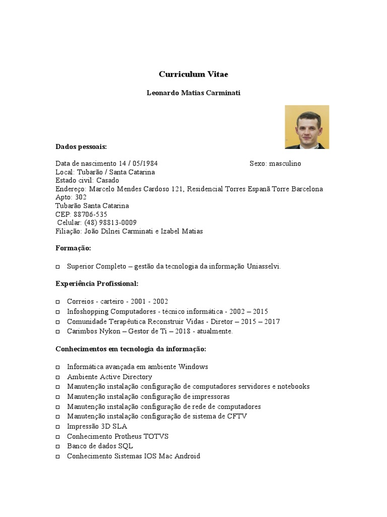 Curriculum - Vitae Leonardo | PDF