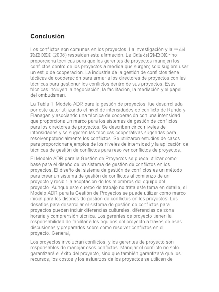 Conclusión | PDF | Gestión de proyectos | Economias
