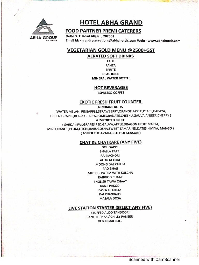 Abha Grand Hotel Package Aligarh | PDF