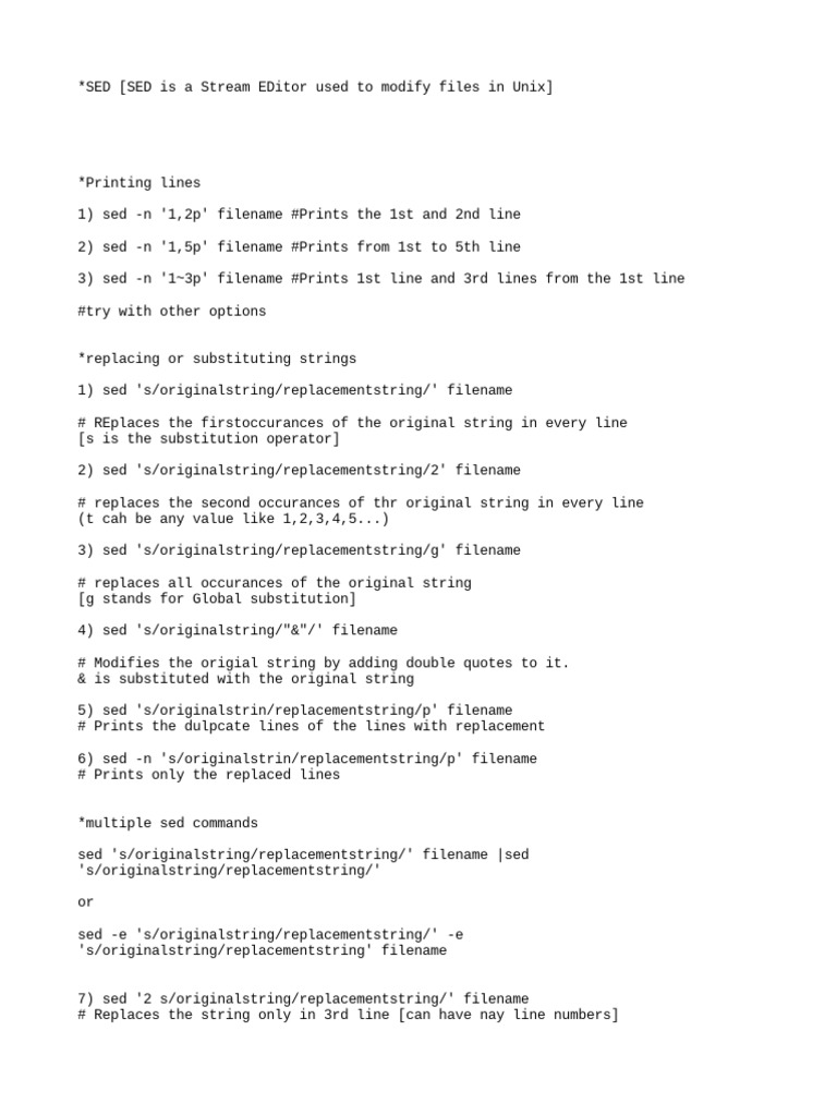 Sed | PDF | Teaching Methods & Materials