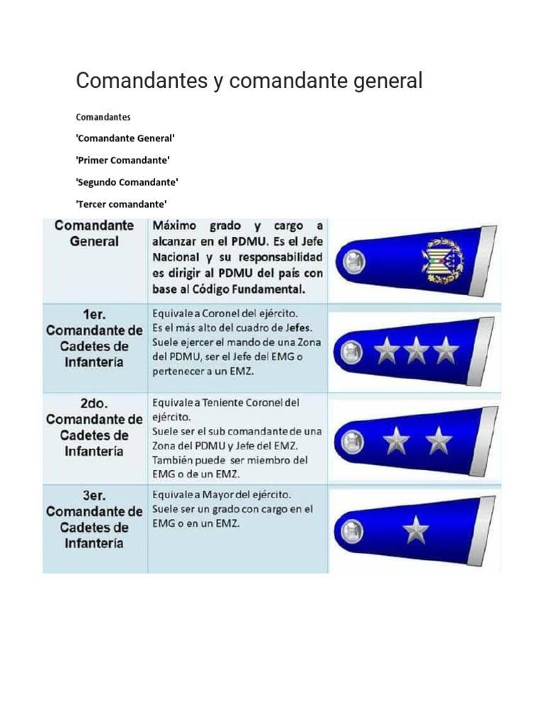 Comandantes y Comandante General | PDF