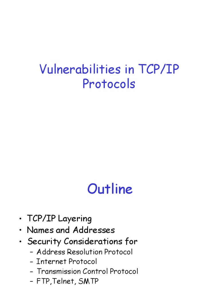 Vulnerabilities In Tcp Ip Protocols Pdf Transmission Control