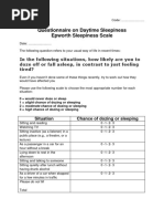 Epworth Sleepiness Scale | PDF