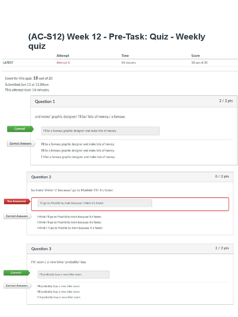 (AC-S12) Week 12 - Pre-Task Quiz - Weekly Quiz | PDF