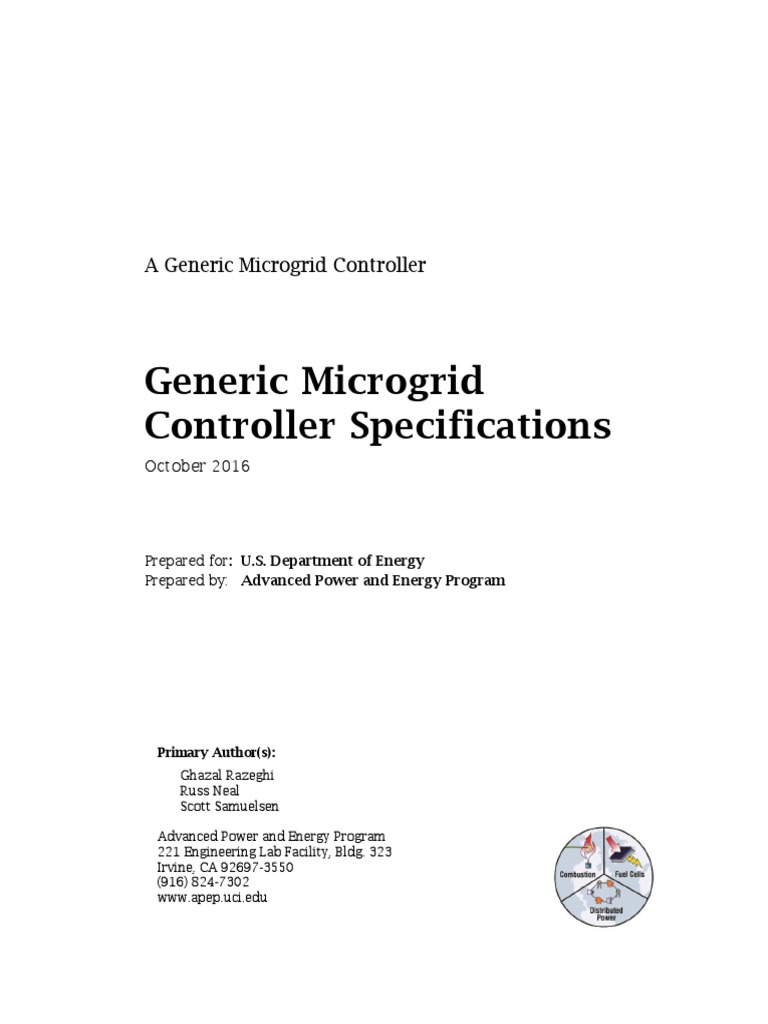 +generic Microgrid Controller Specifications 032318 | PDF | Distributed ...