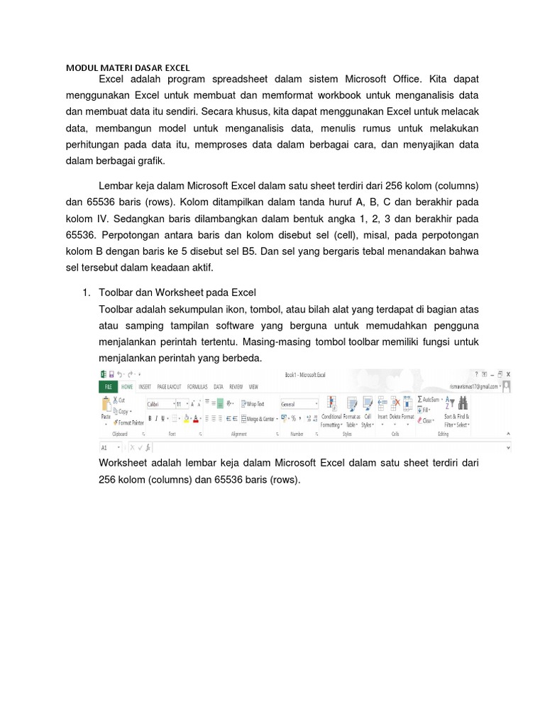 Modul Pelatihan Dasar Excel | PDF