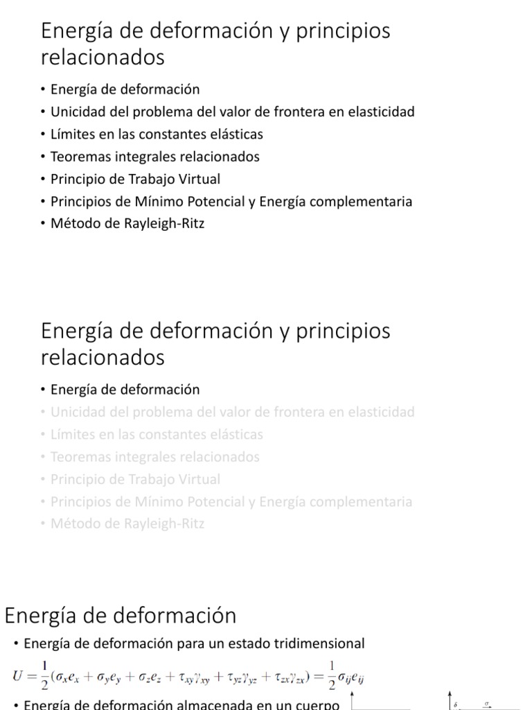 Diapositivas - Energia de Deformacion | PDF | Elasticidad (Física) | Ciencia de los Materiales