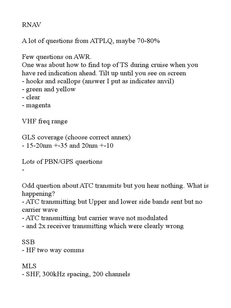 RNAV Questions from ATPL Exam with Explanations | PDF | Equipment ...