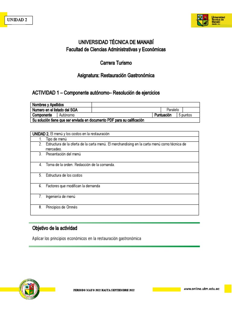 Aplicando los principios económicos en la restauración gastronómica: Ejercicio práctico de toma ...