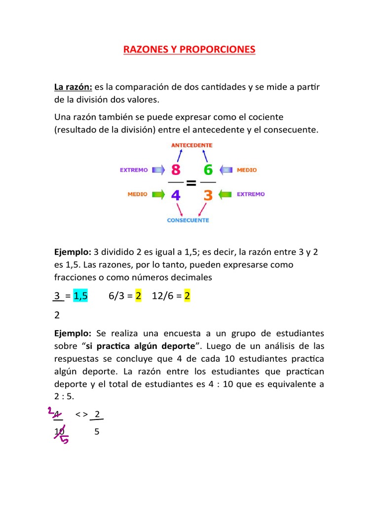 Razones y Proporciones | PDF | Proporción | Matemáticas