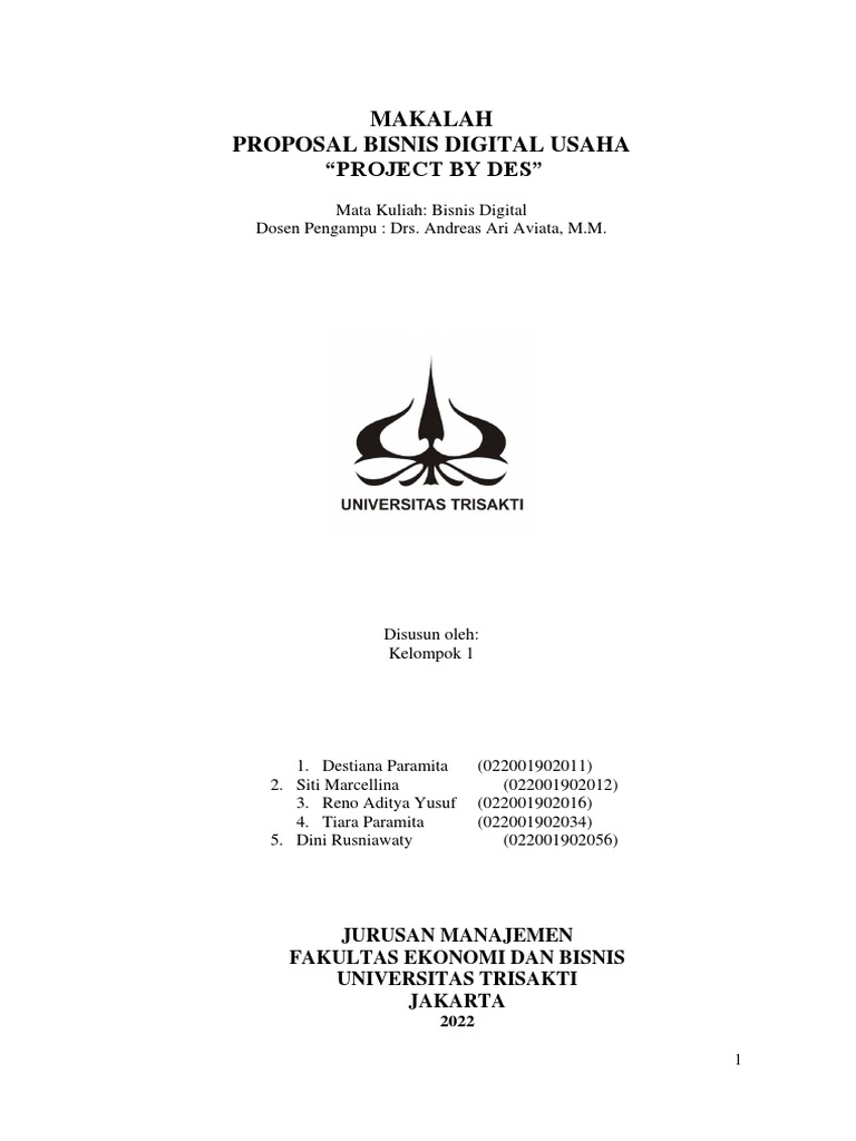 Proposal Bisnis Kel 1 - Bisnis Digital | PDF