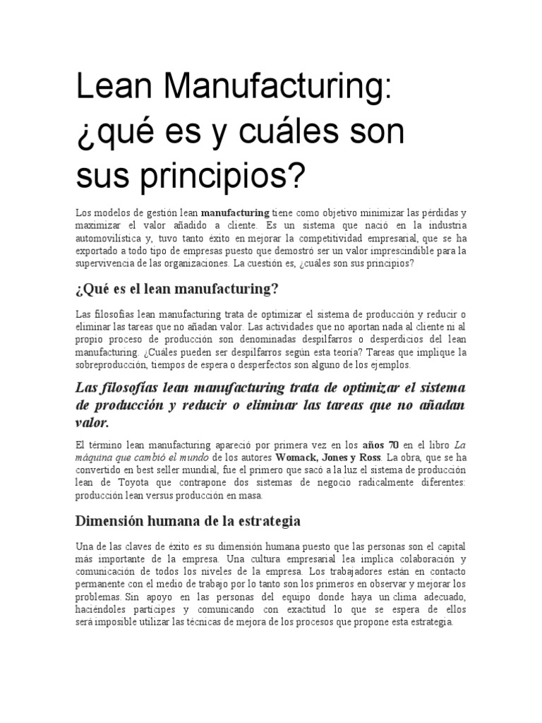 Lean Manufacturing | PDF | Lean Manufacturing | Calidad (comercial)